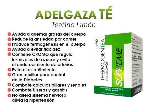 Thermogen tea Limón. Pierde peso y talla sin efecto de rebote.